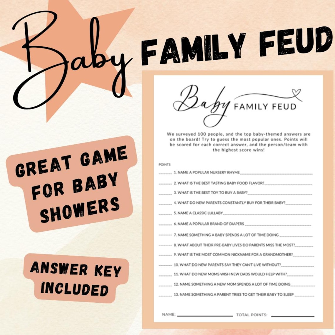 Baby Shower Family Feud | Baby Shower Games Printable | Family Feud ...