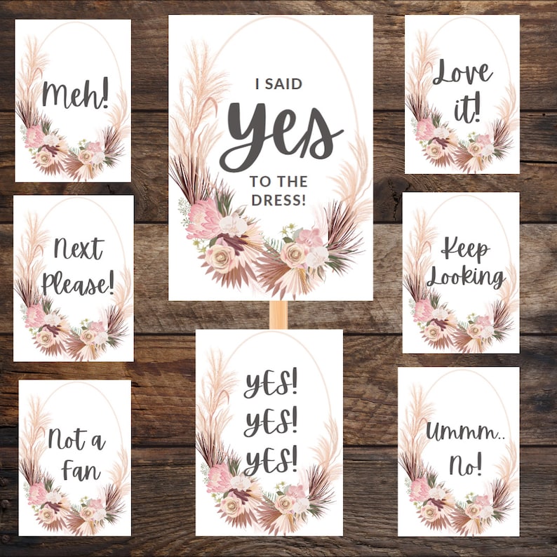 Say Yes to the Dress Boho Bohemian Signs Printable Set I Said Yes to ...