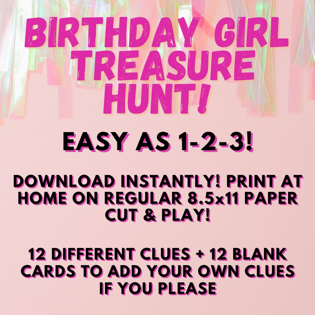 Pink Birthday Scavenger Hunt for Kids, Birthday Treasure Hunt, Indoor ...