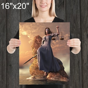 Blind Justice With Scales and Sword - Print - Law Themed Art - Etsy
