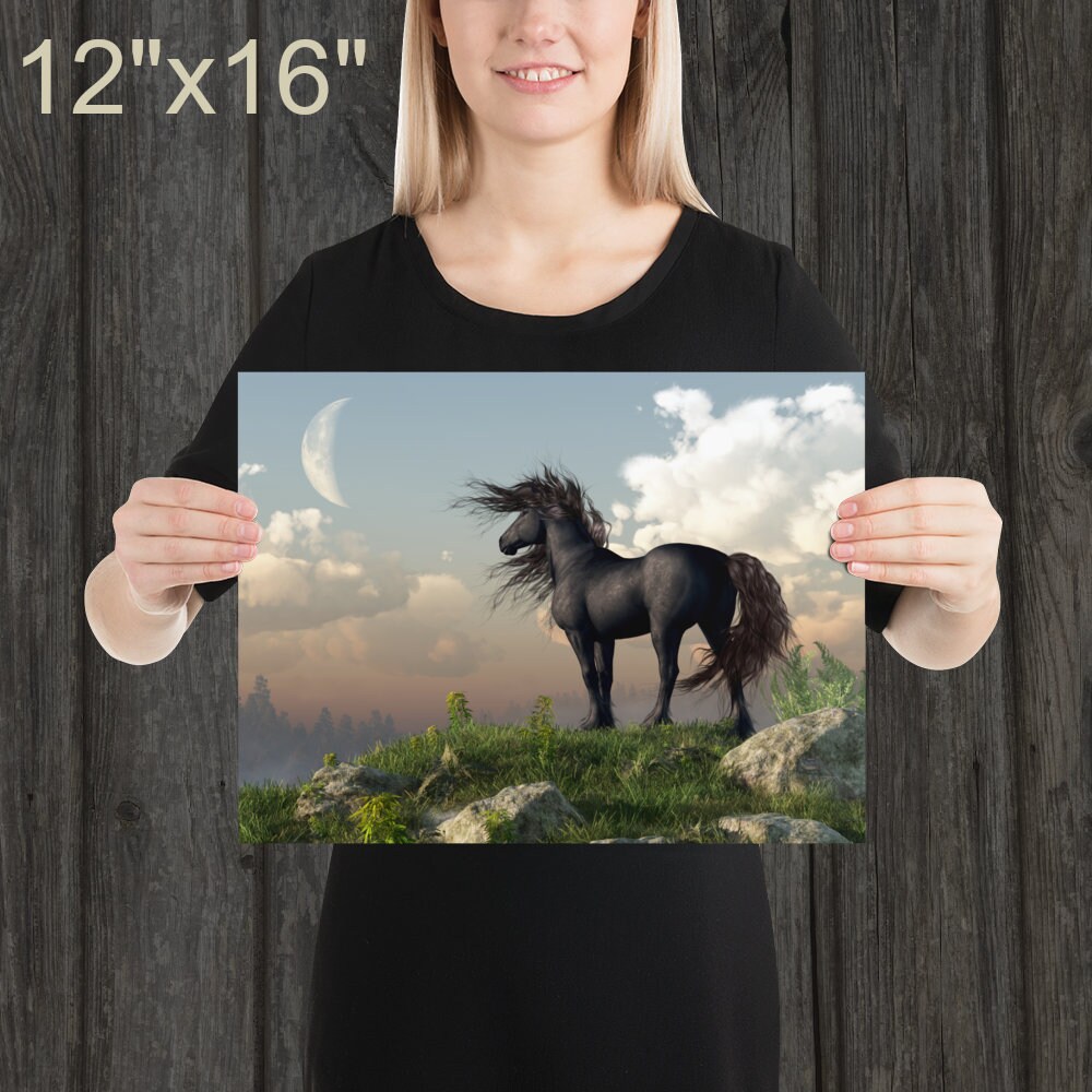 Friesian Moon - Print - Horse Themed Wall Art - Etsy