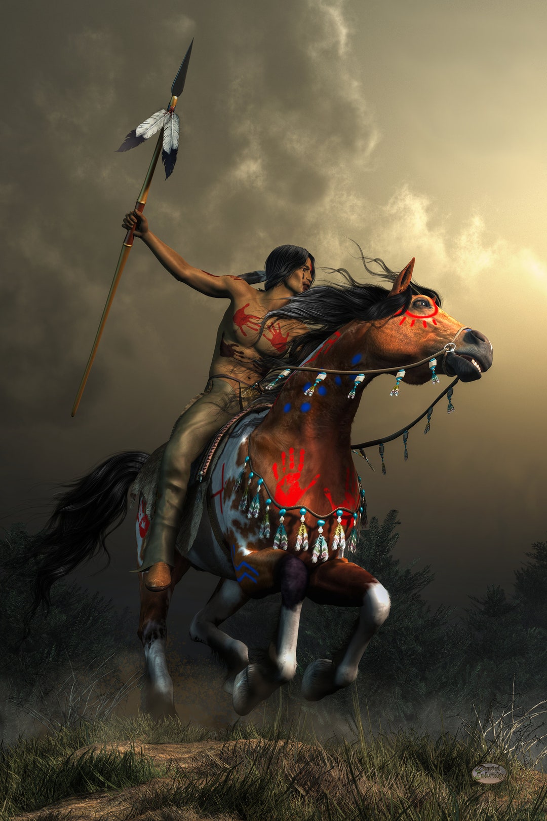 Warriors of the Plains, Wild West Native American Themed Print - Etsy