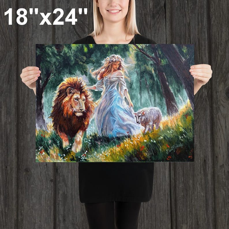 Una, the Lion, and Lamb From the Faerie Queene - Print - English Poem ...
