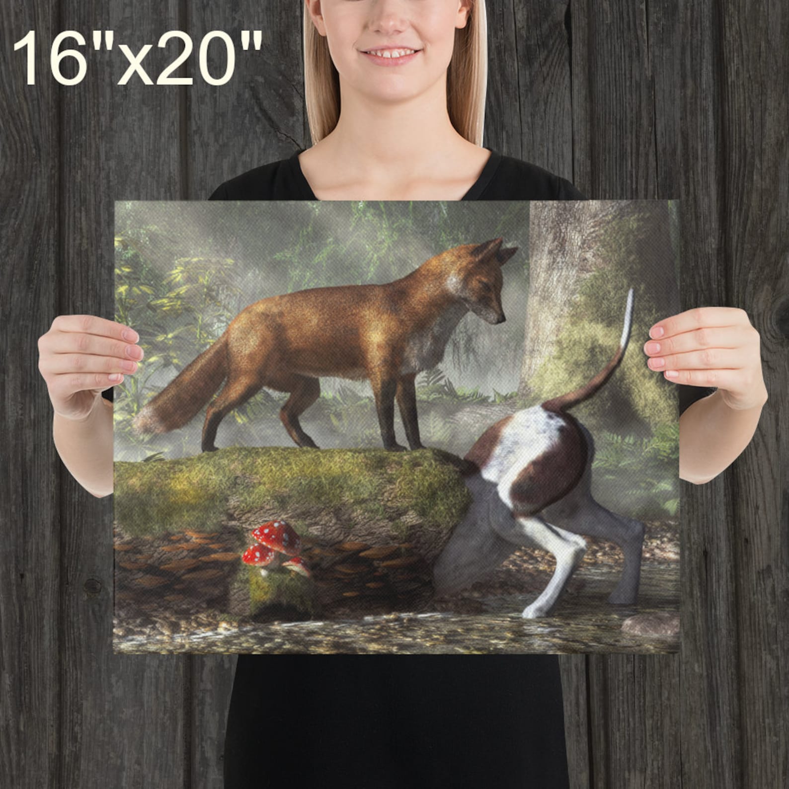 Outfoxed - Canvas Print - Humorous Hunting Wall Art Featuring Dog and ...