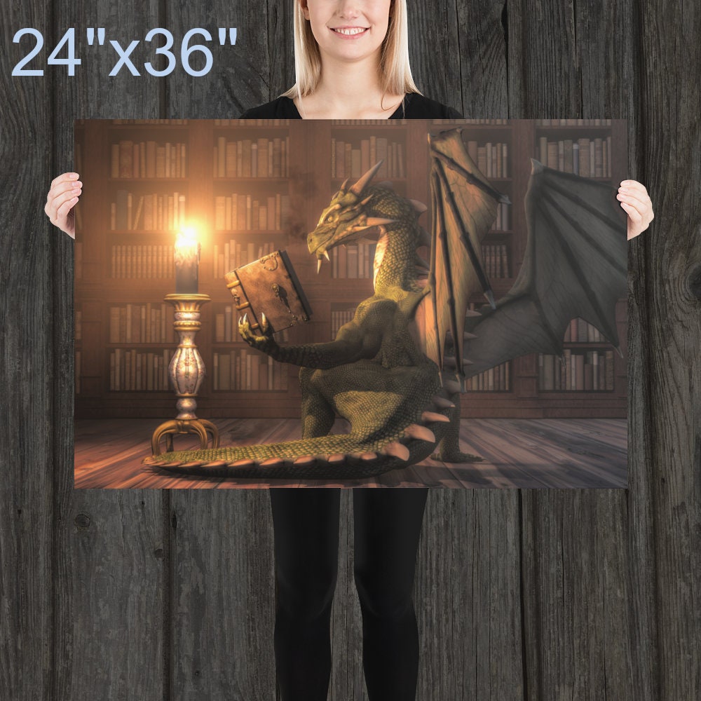 Bookwyrm, Fantasy Dragon Themed Art Print - Etsy