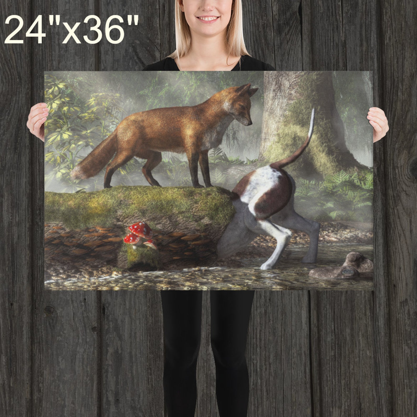 Outfoxed - Canvas Print - Humorous Hunting Wall Art Featuring Dog and ...