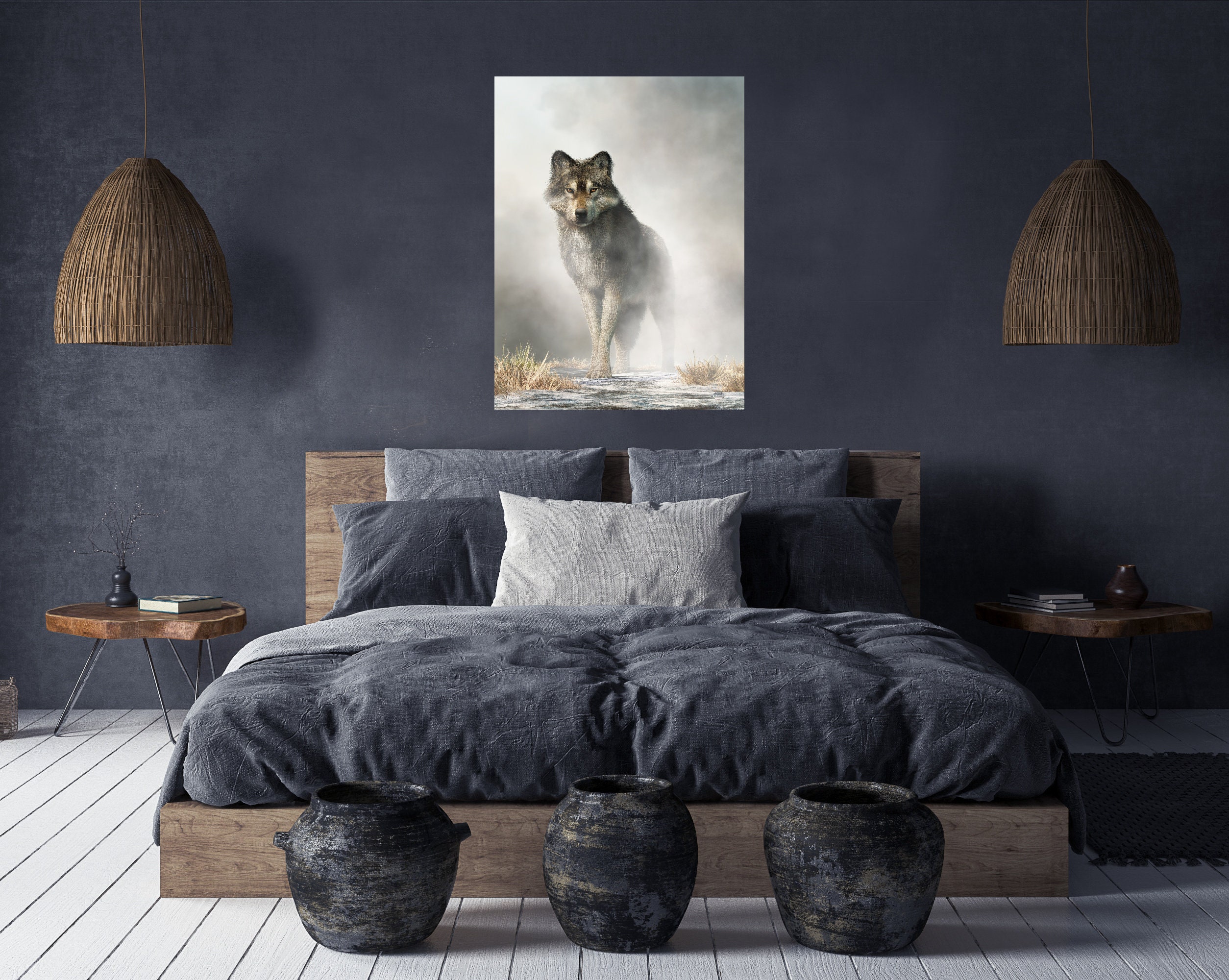 Gray Wolf in Fog - Print - Wildlife Wall Art - Etsy