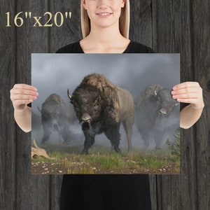 The Buffalo Vanguard, American Bison Themed Art Luster Print, Western ...