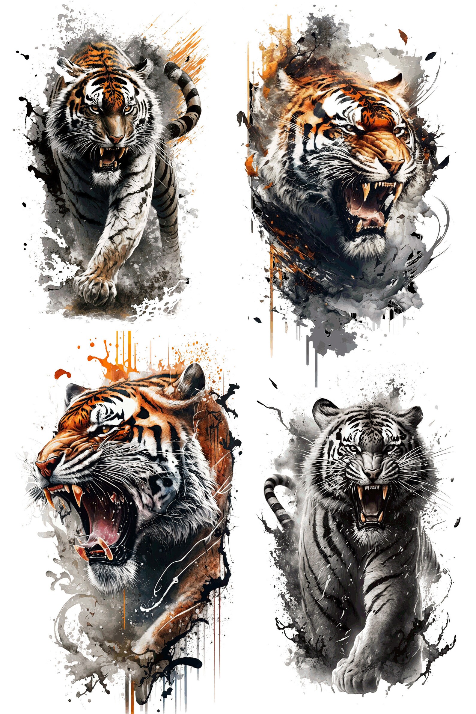 12 Angry Tiger Inspired Sublimation Designs (transparent PNG Downloads ...