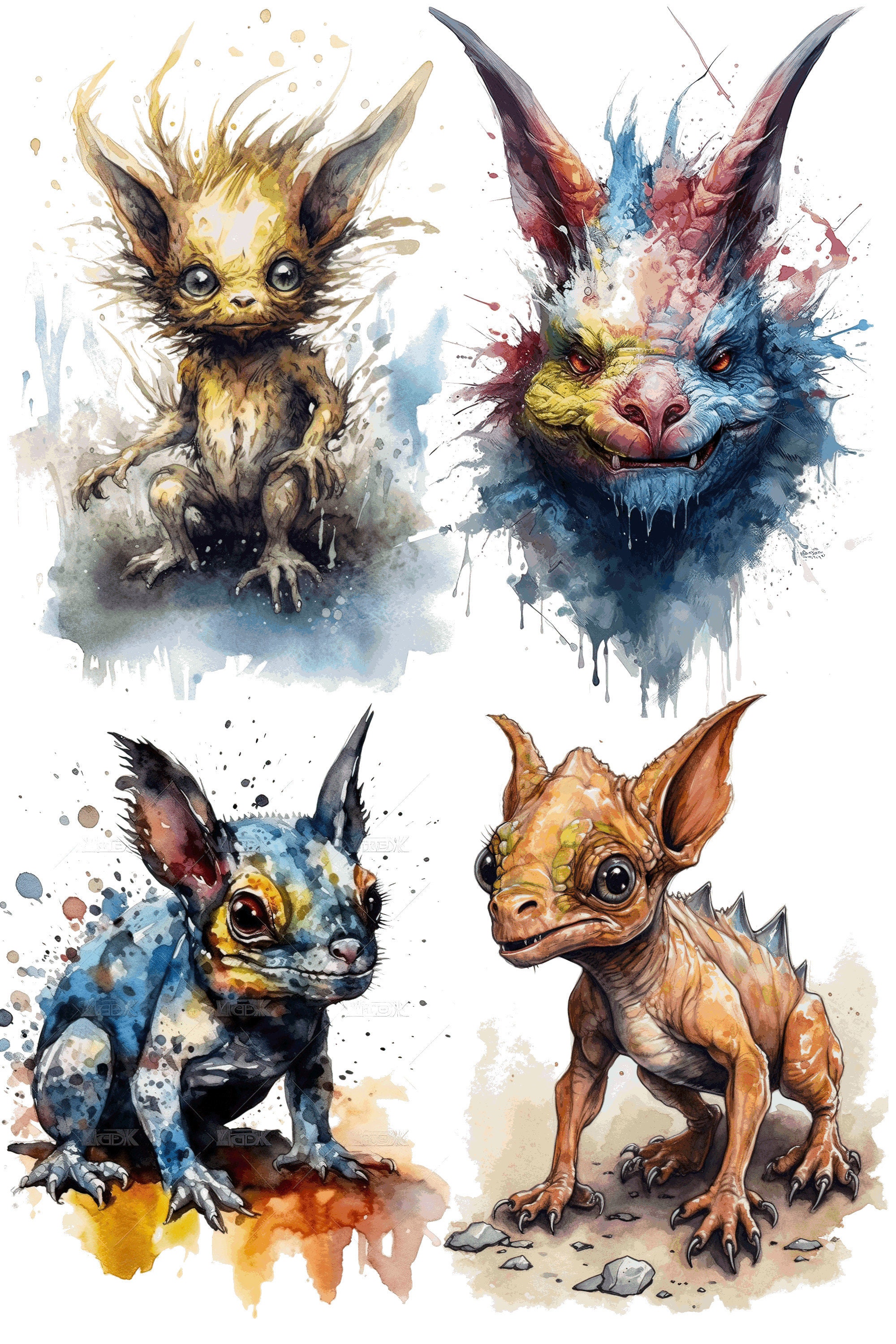 16 Watercolor Chupacabra Inspired Sublimation Designs (transparent PNG ...