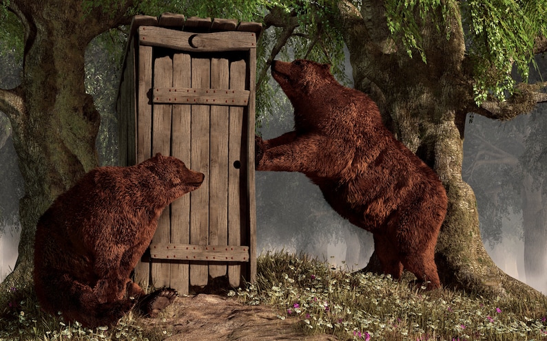 Bears Around the Outhouse - Print - Humorous Wildlife Wall Art - Etsy