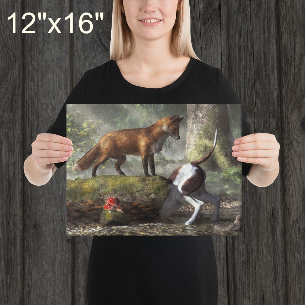 Outfoxed - Canvas Print - Humorous Hunting Wall Art Featuring Dog and ...