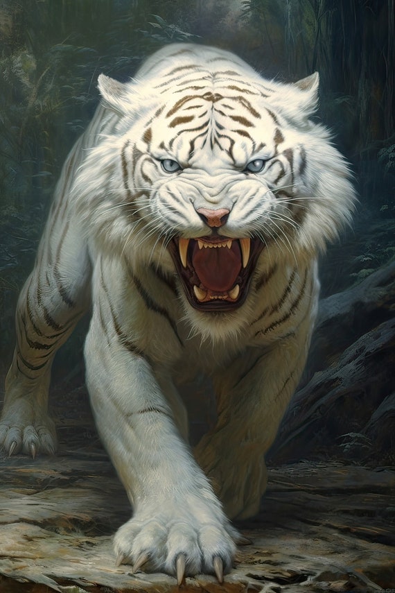Angry White Tiger Wallpaper