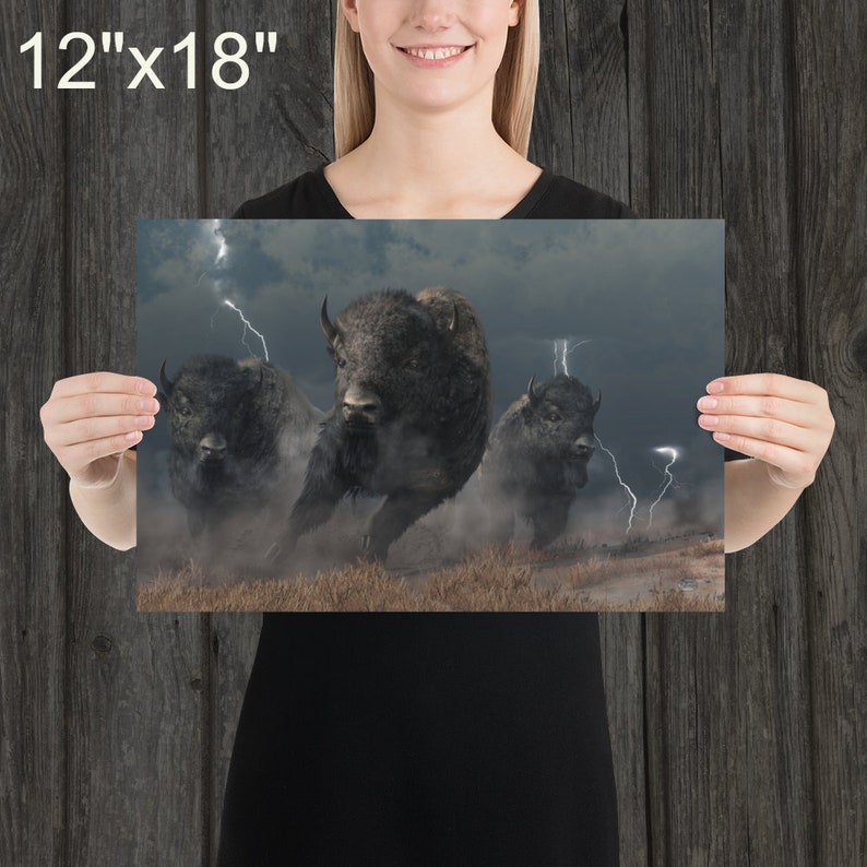 Buffalo Storm -- Wild West Bison Art Print - Etsy