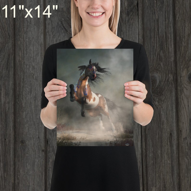 Pinto Warrior Horse in War Paint -- Print -- Wild West Native American ...