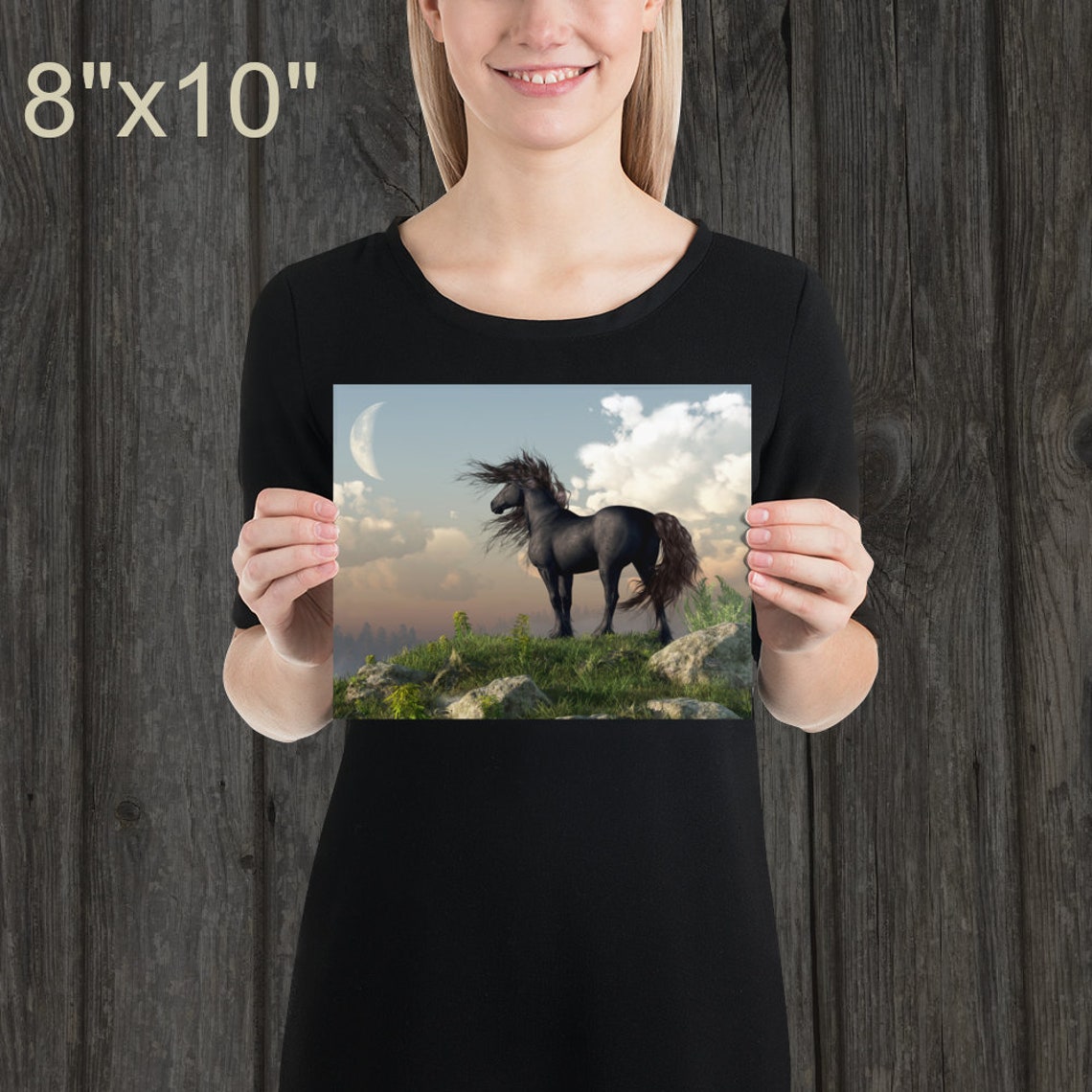Friesian Moon Print Horse Themed Wall Art - Etsy