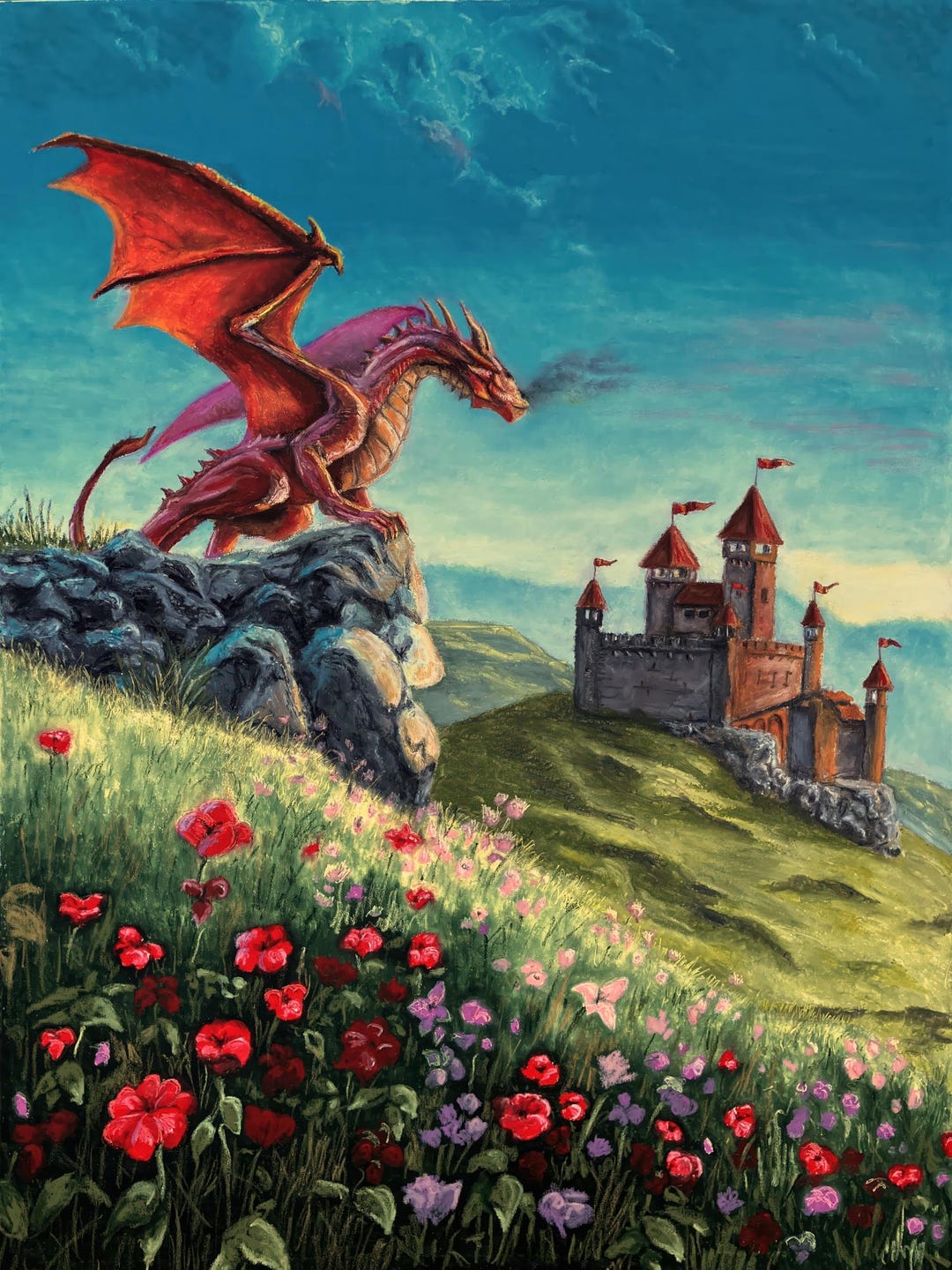 The Storybook Dragon - Romantic Fantasy Wall Art - Etsy