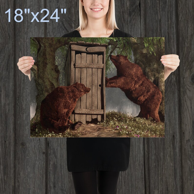 Bears Around the Outhouse - Print - Humorous Wildlife Wall Art - Etsy