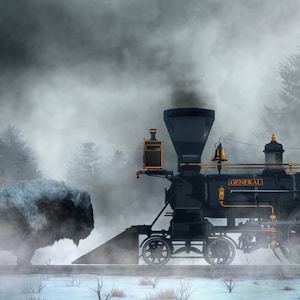 Buffalo Versus Train- Luster Print - Western Bison Fine Art Print - Etsy