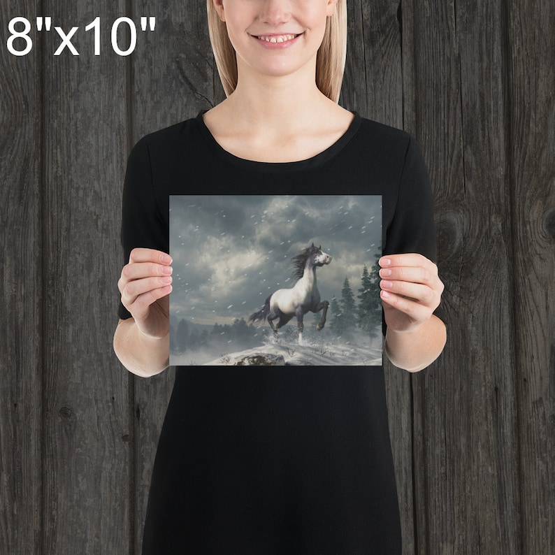 Blue Roan in a Blizzard - Print - Wild Horse Wall Art, Animal Poster - Etsy