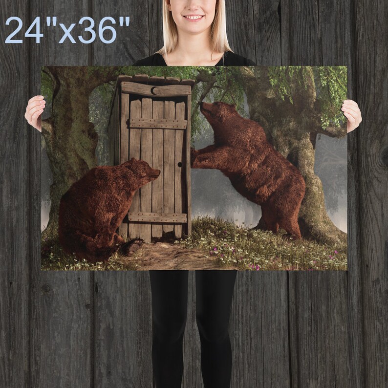 Bears Around the Outhouse - Print - Humorous Wildlife Wall Art - Etsy