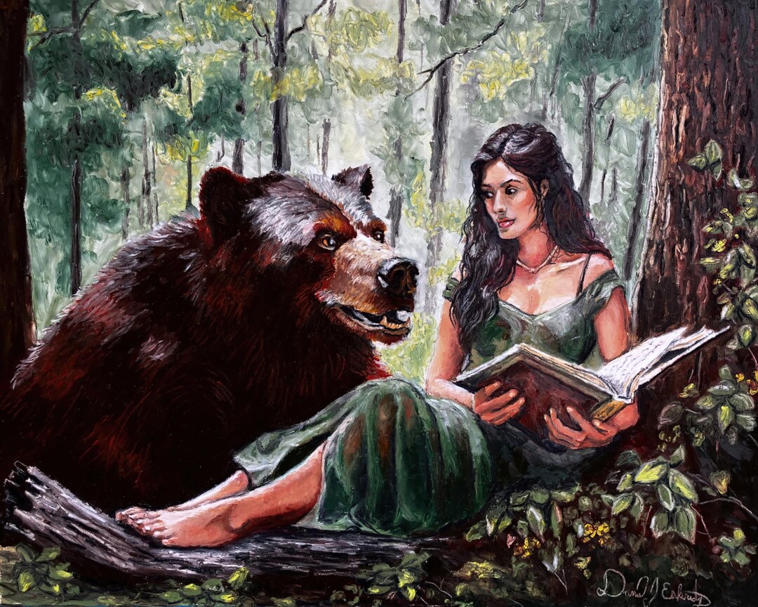 Bedtime Stories - Reading Themed Art Featuring a Storyteller and Bear ...