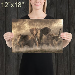 Elephants Stampede - Print - Charging Elephant Wall Art - Etsy