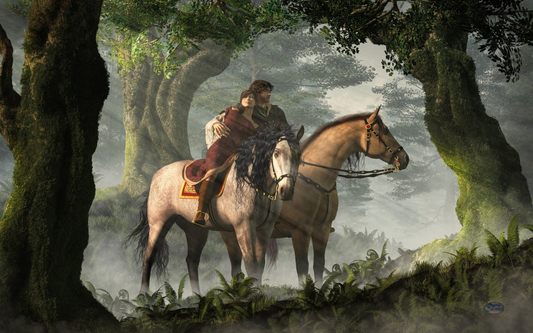 Robin and Marion - Print - Robin Hood Themed Art Print, Neo-romantism ...