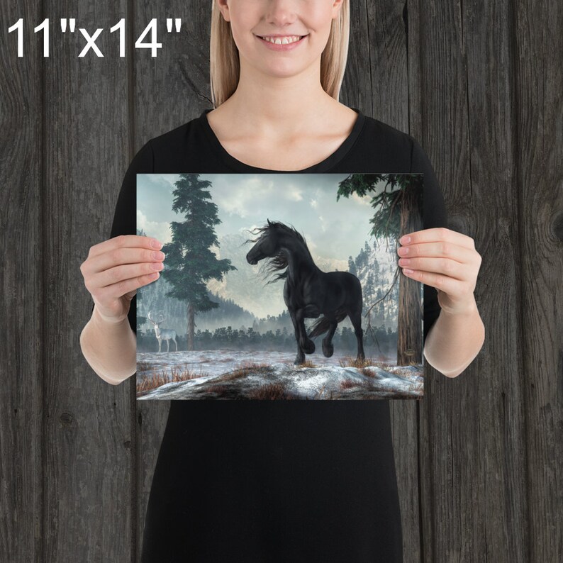 Black Horse, White Stag Print Horse Themed Wall Art - Etsy
