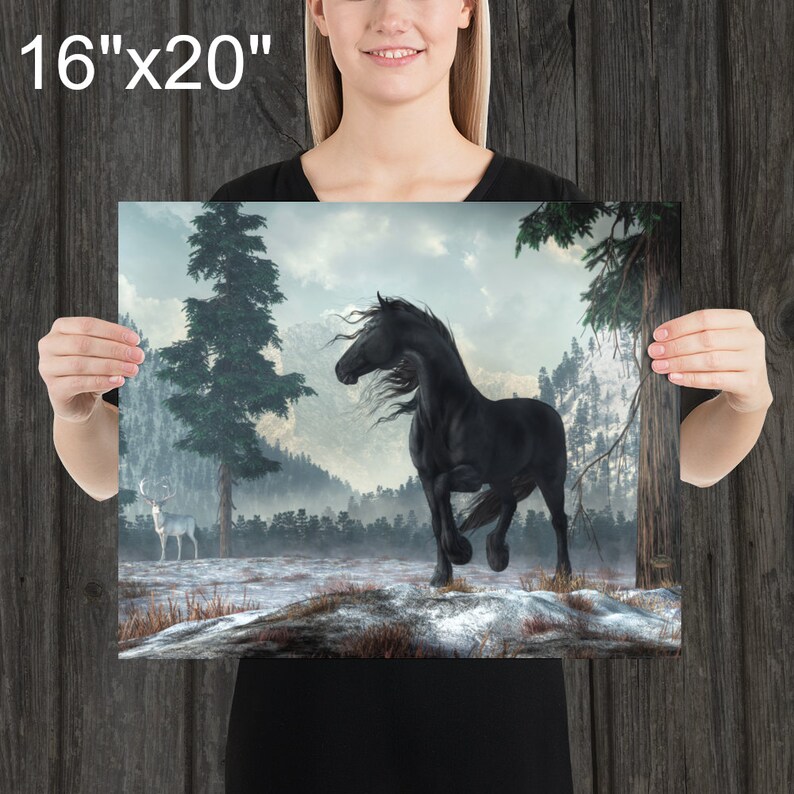 Black Horse, White Stag Print Horse Themed Wall Art - Etsy