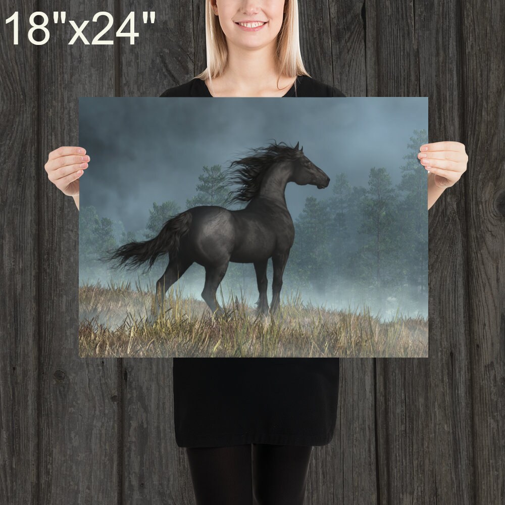 Friesian Horse and and Dark Skies Print Horse Wall Art - Etsy
