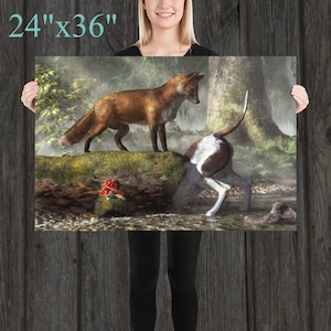 Outfoxed - Print - Humorous Hunting Wall Art Featuring Dog and Fox - Etsy