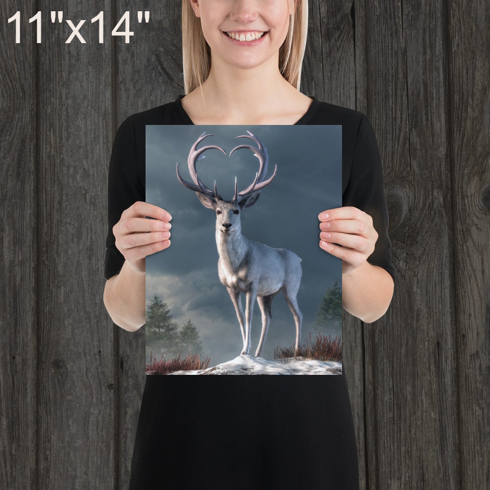 The White Hart Print Fantasy Wildlife Art, Fantasy Creature Decor ...