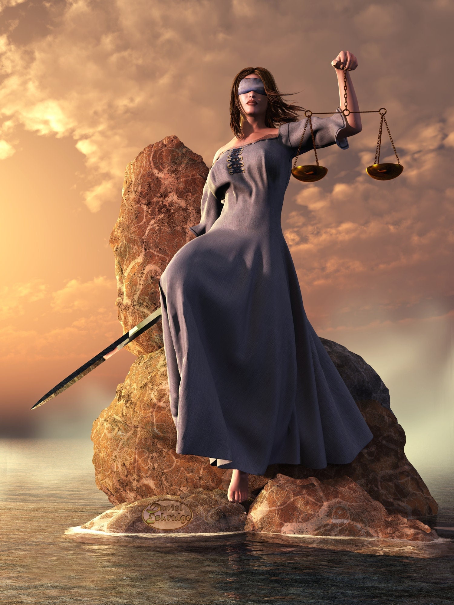 Blind Justice With Scales and Sword - Print - Law Themed Art - Etsy