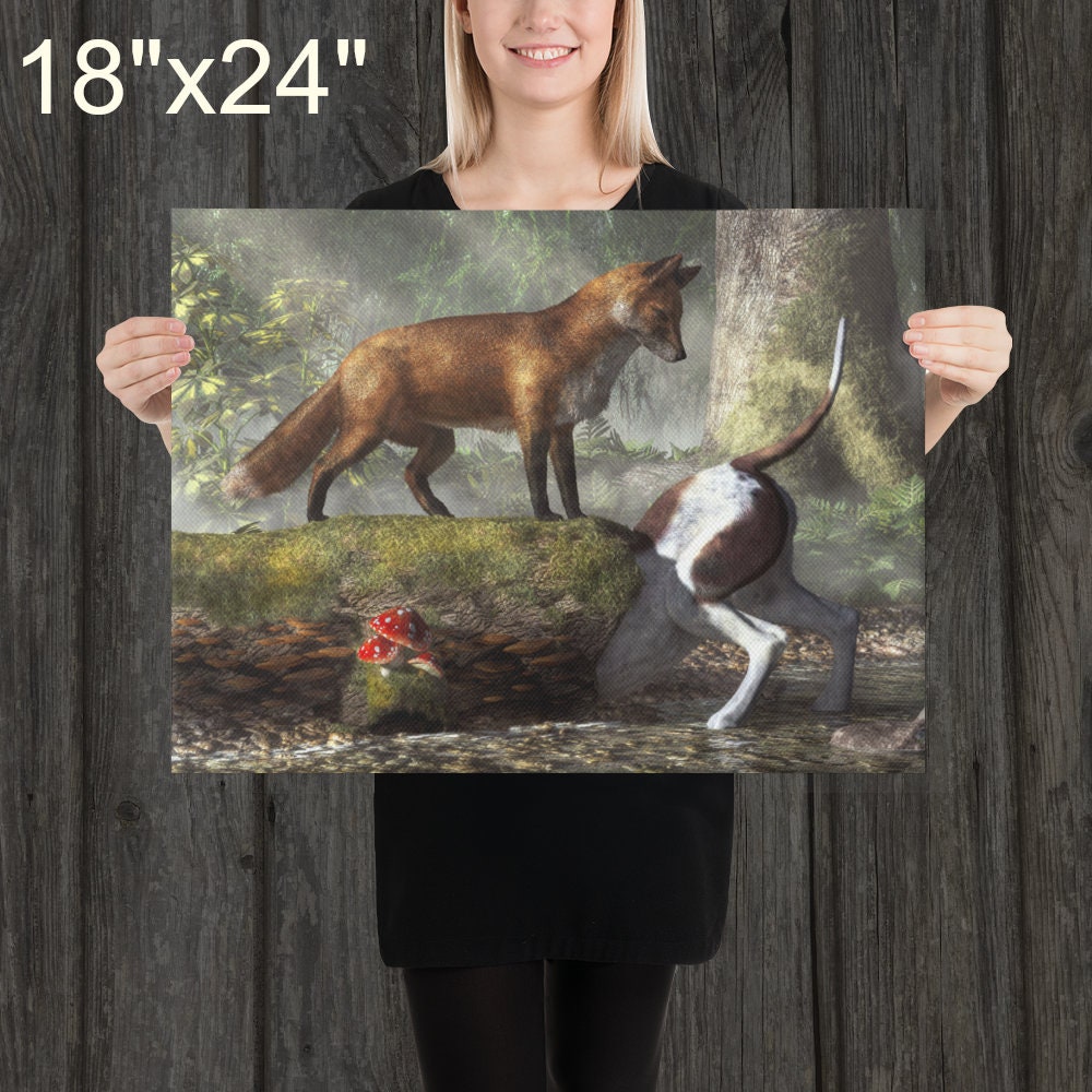 Outfoxed - Canvas Print - Humorous Hunting Wall Art Featuring Dog and ...