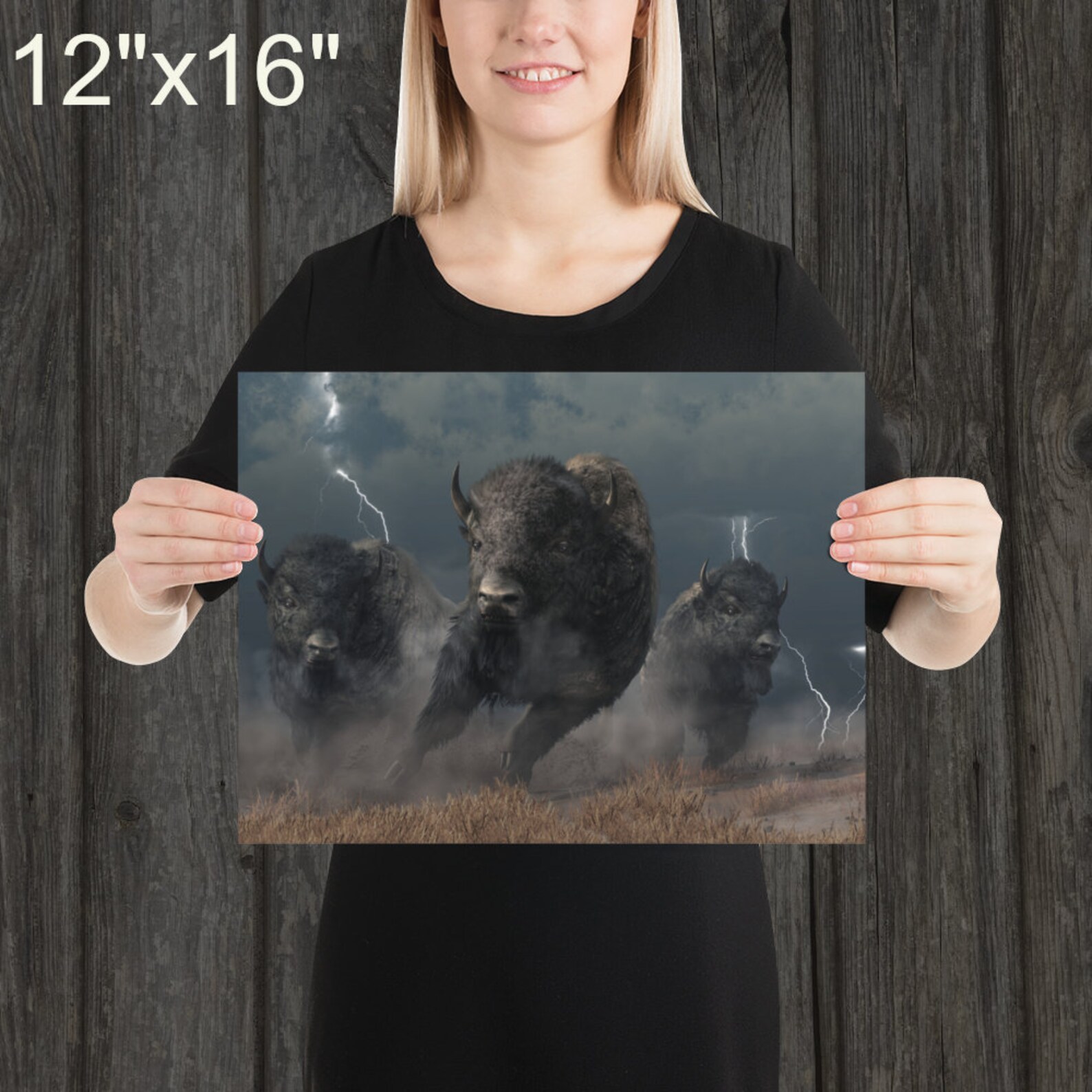 Buffalo Storm -- Wild West Bison Art Print - Etsy