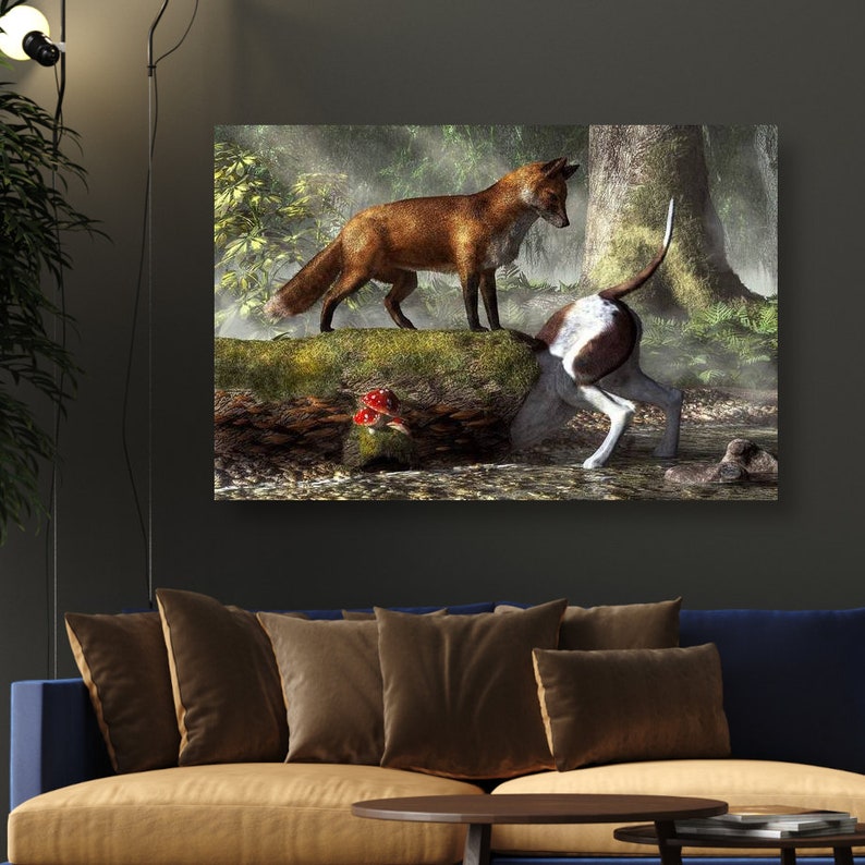 Outfoxed - Canvas Print - Humorous Hunting Wall Art Featuring Dog and ...