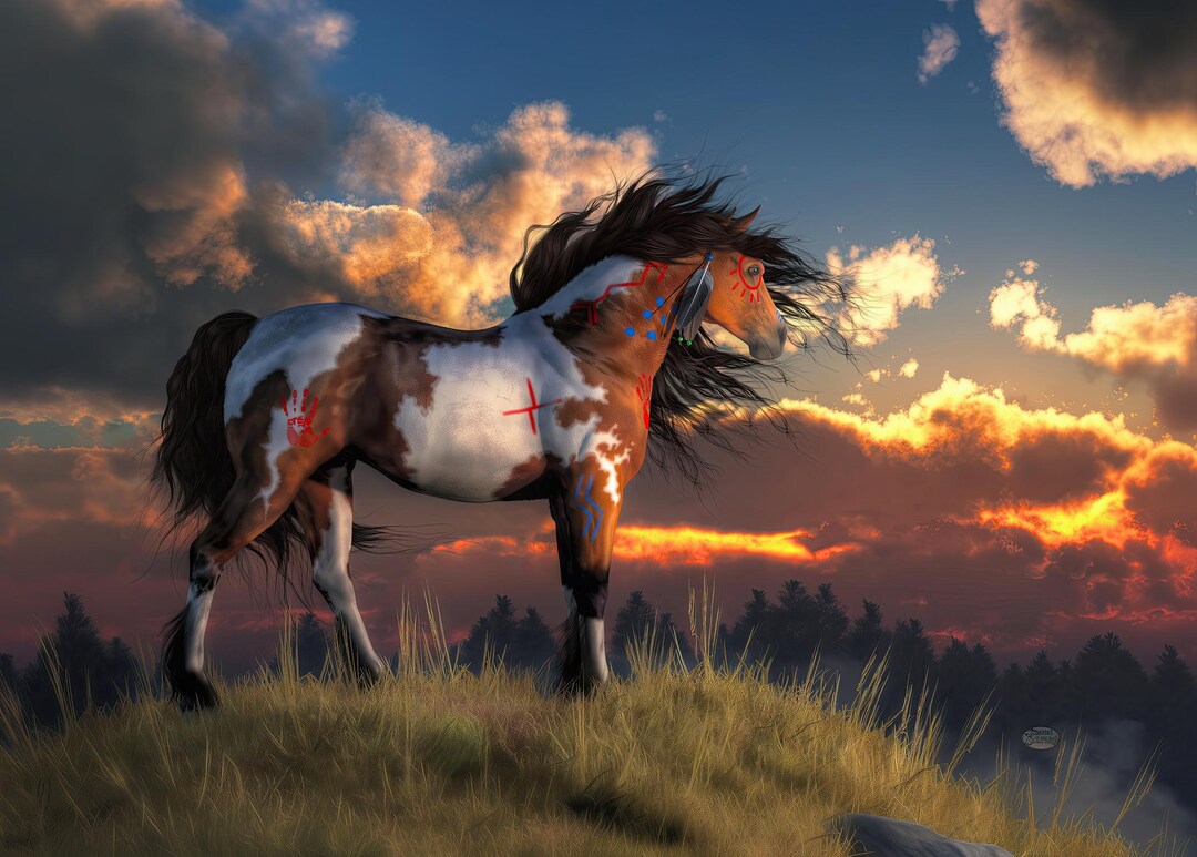 Warhorse - Wild West Native American Horse Giclée Canvas Print - Etsy