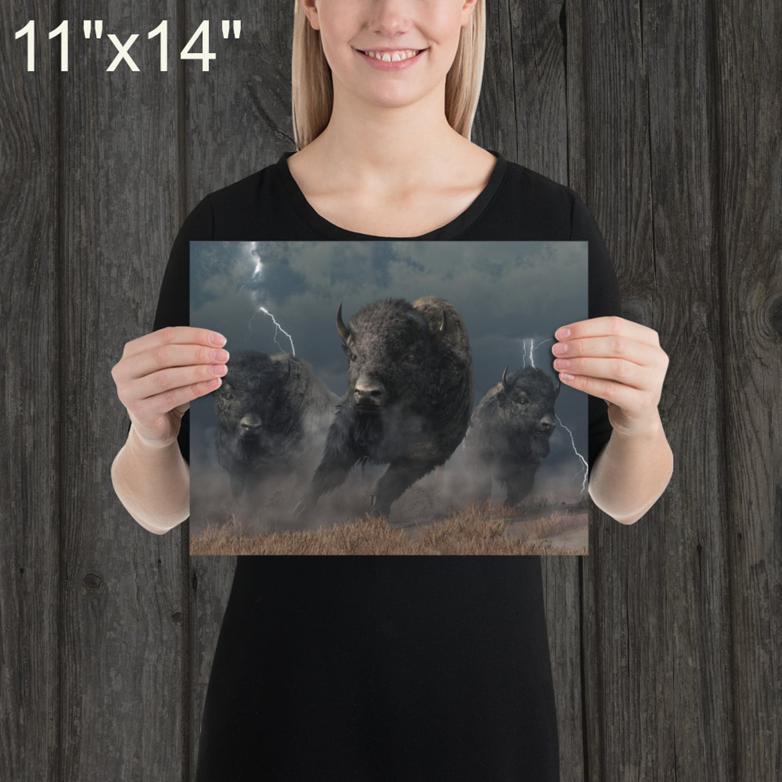 Buffalo Storm -- Wild West Bison Art Print - Etsy