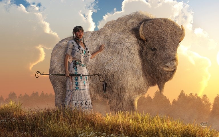 White Buffalo Calf Woman, Native American Legend Print - Etsy