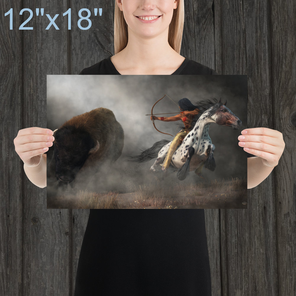 Buffalo Hunt Print Native American and Bison Themed Wall Art - Etsy