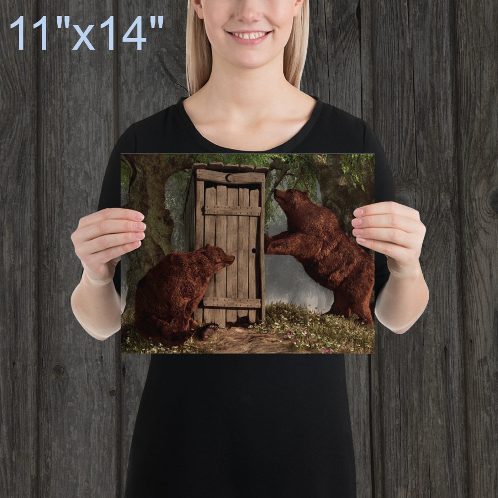 Bears Around the Outhouse - Print - Humorous Wildlife Wall Art - Etsy