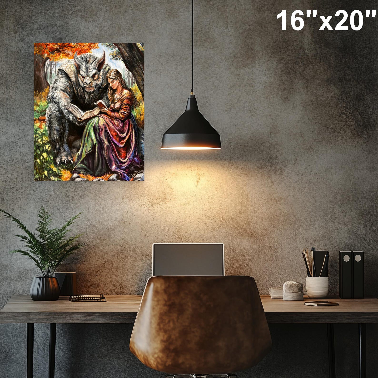 The Reading Lesson - Fantasy Poster Inspired by the Fairy Tale Beauty ...