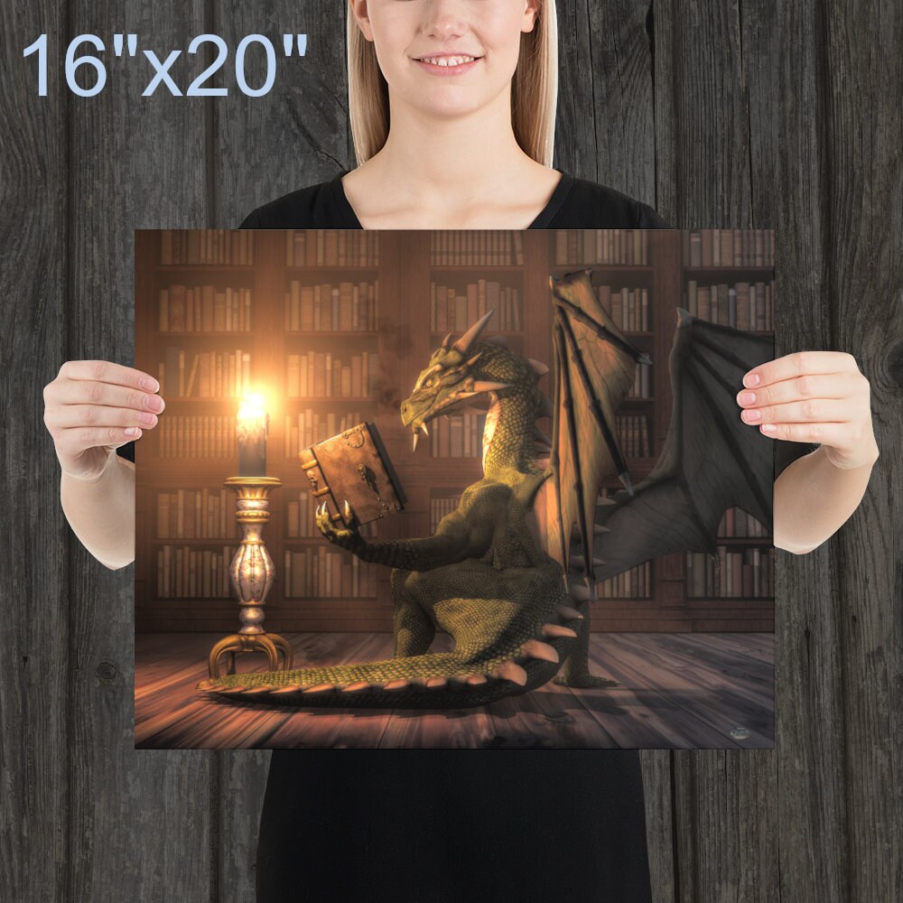 Bookwyrm, Fantasy Dragon Themed Art Print - Etsy