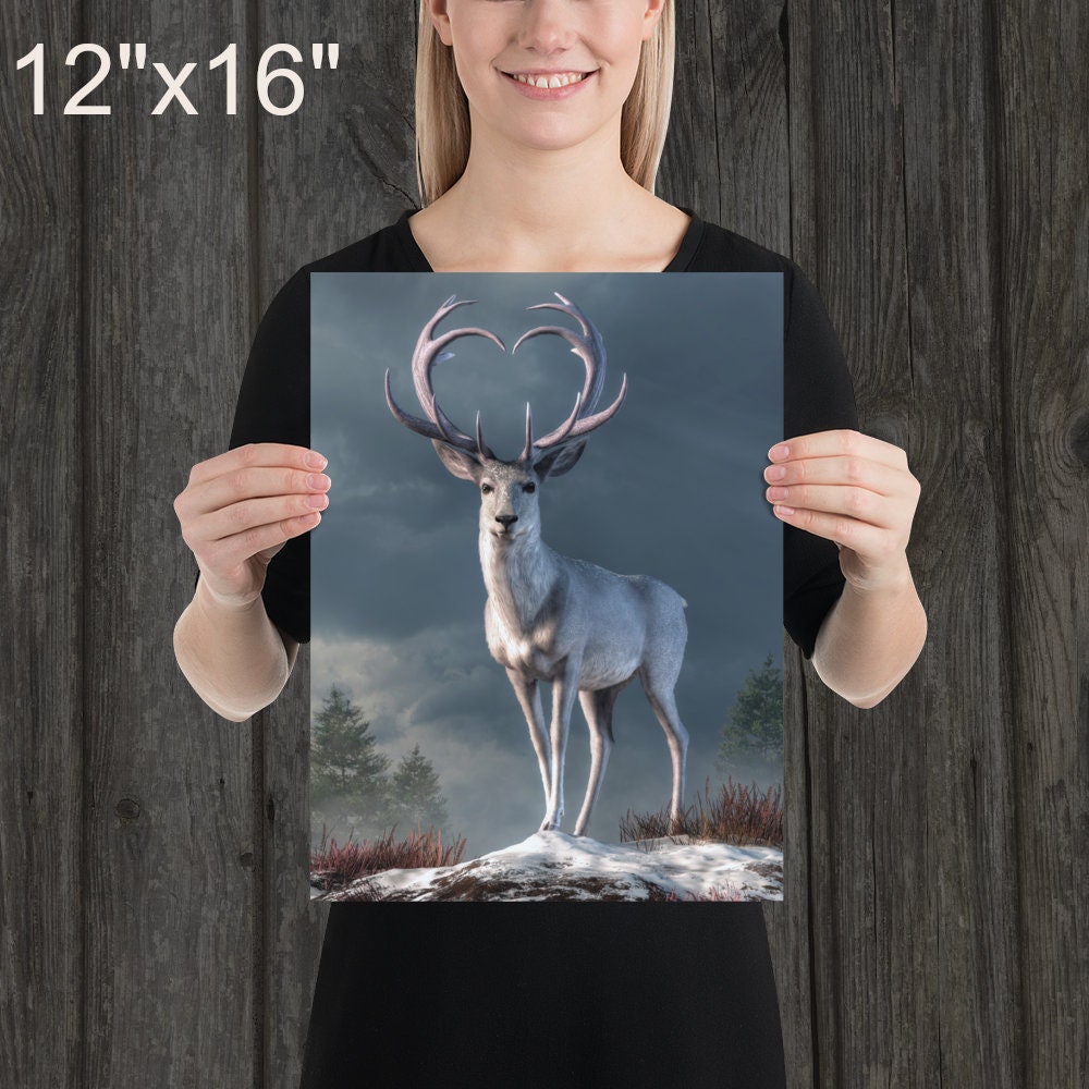 The White Hart - Print - Fantasy Wildlife Art, Fantasy Creature Decor ...