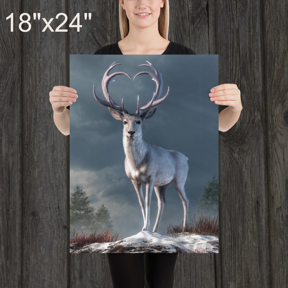 The White Hart Print Fantasy Wildlife Art, Fantasy Creature Decor ...