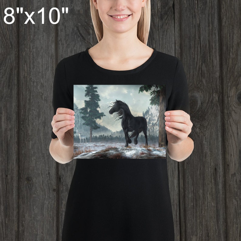 Black Horse, White Stag Print Horse Themed Wall Art - Etsy