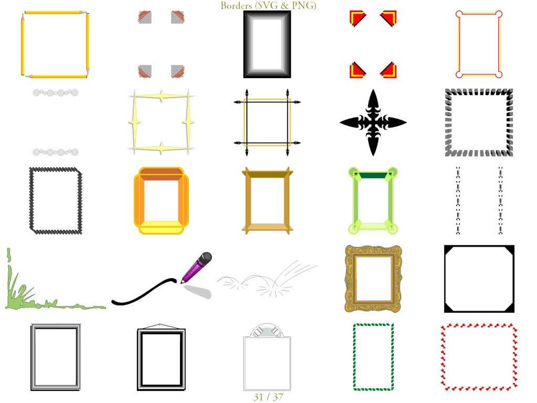 175 Borders #4 Bundle PNG and SVG for Makers, Designers, Crafters ...
