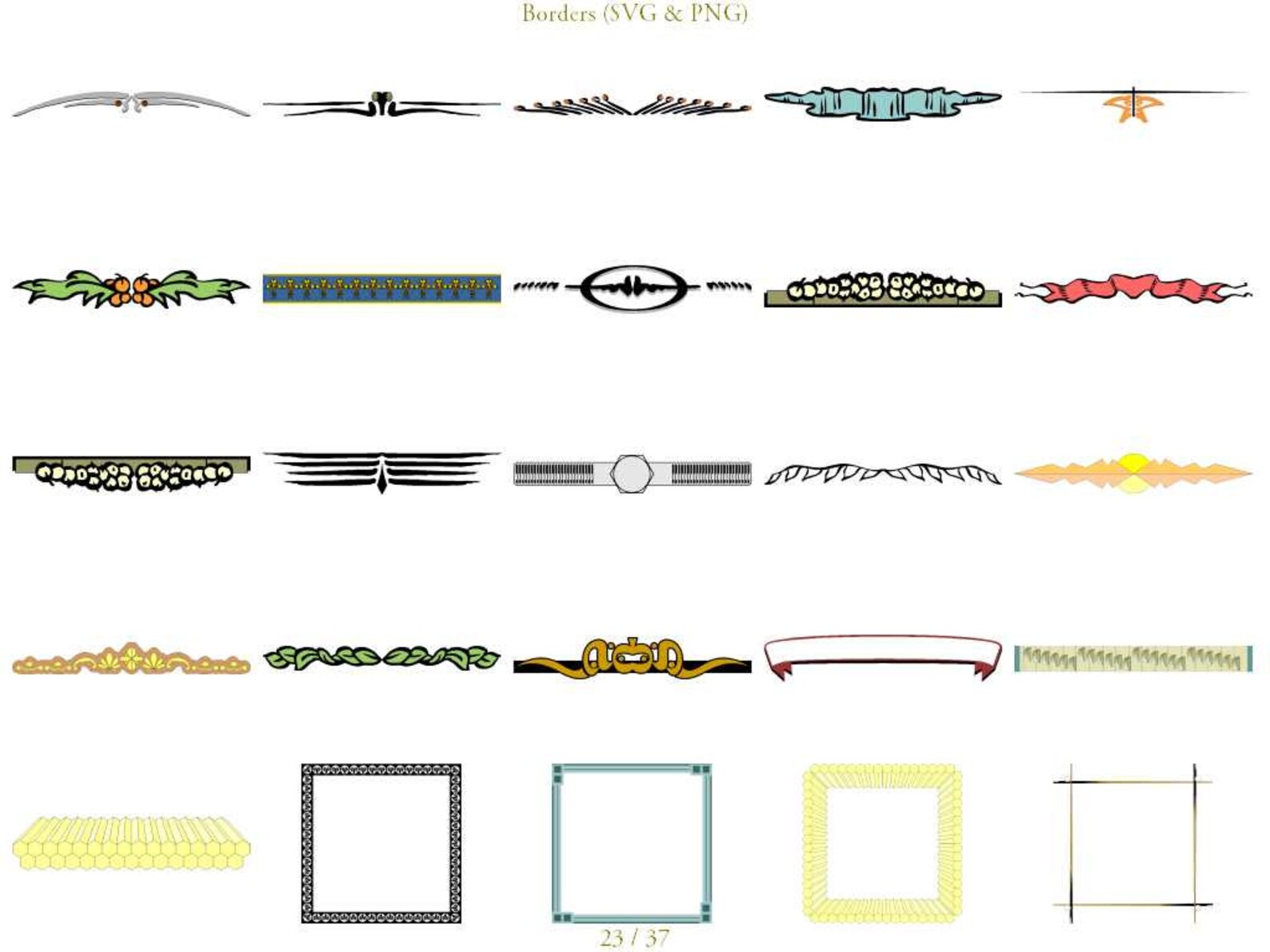 250 Borders #3 Bundle PNG and SVG for Makers, Designers, Crafters ...