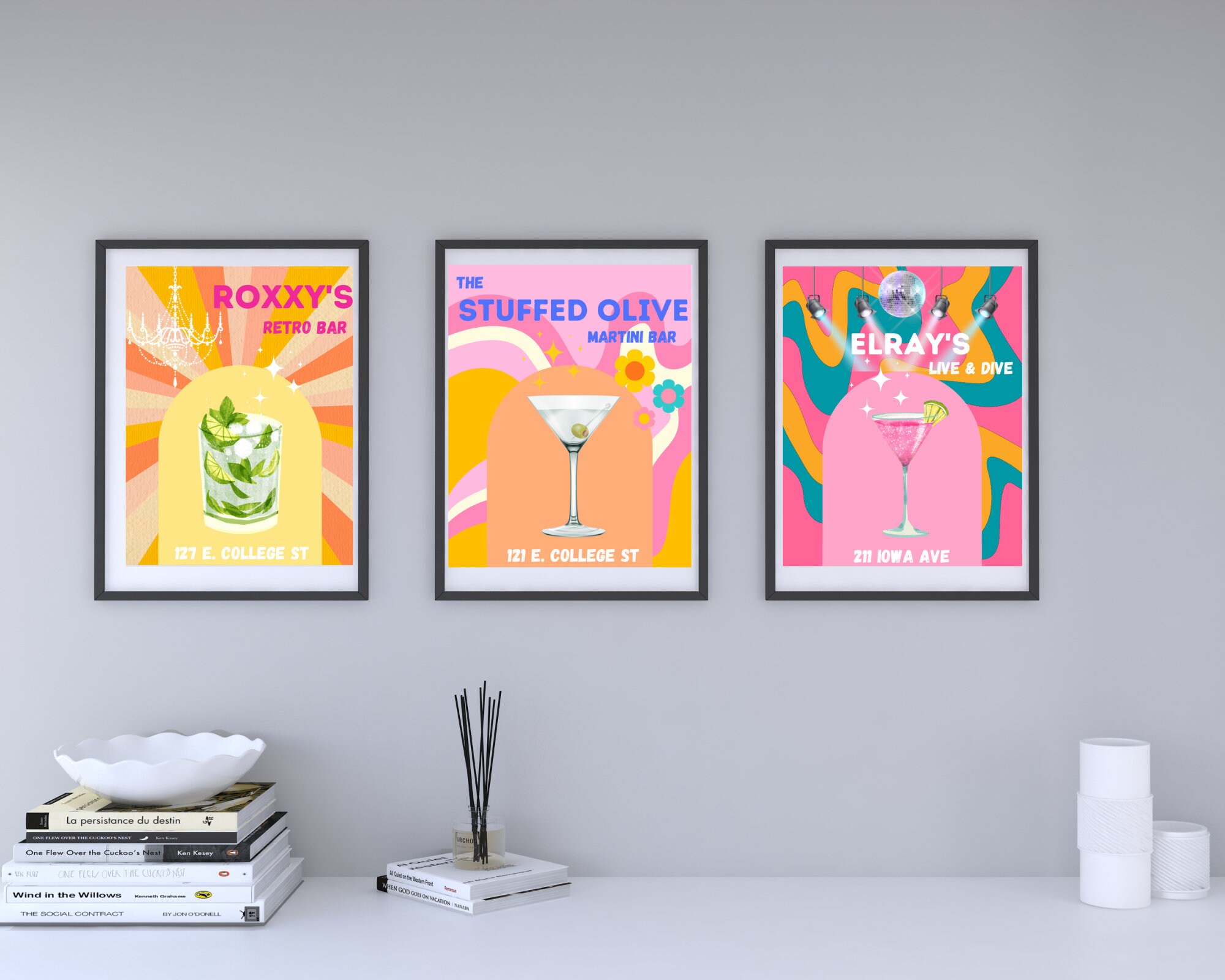 Iowa City Retro Bar Posters, Set of 3, DIGITAL PRINTS, Cute Trendy ...